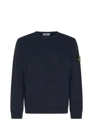 Stone Island Crewneck Sweatshirt With Fleece Lining - Blu