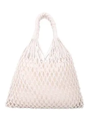 THE FRANKIE SHOP Naia Macramé Mini Shoulder Bag With Removable Pouch - Beige