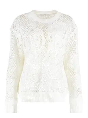 MAX MARA Max Mara Crochet Knit Cotton Crewneck Sweater
