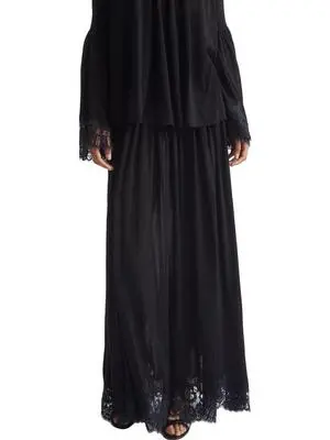 Zimmermann Valiant High Waist Lace Trim Maxi Skirt - Black
