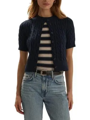 FAVORITE DAUGHTER The Cafe Cable Short Sleeve Cardigan