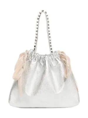 JIMMY CHOO Bon Bon Crystal Top Handle Leather Bag - Silver/rose/silver