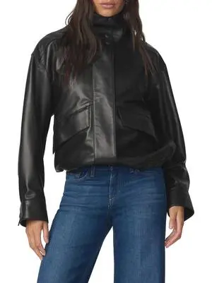 Joe's Jeans Cohen Leather Bomber Jacket - Black