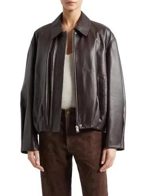 ARMA Melis Leather Bomber Jacket - Coffee Bean