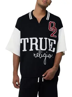 True Religion Knit Oversized Polo - Jet Black