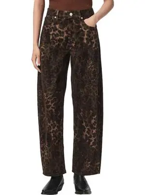 ALLSAINTS Sadie Leopard Print Barrel Leg Jeans - Leppo Brown