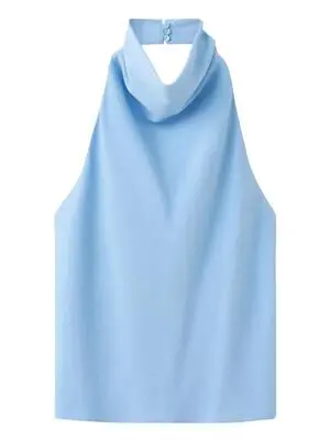 Mango Draped Halter Top - Sky Blue