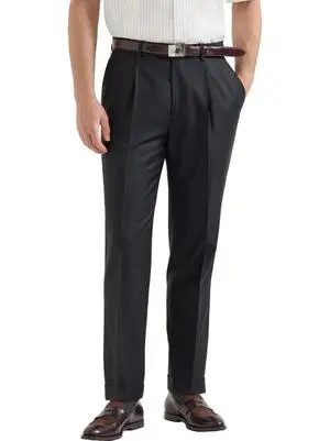 Brunello Cucinelli Super 150s Virgin Wool Batavia Trousers - Black