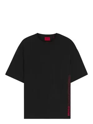 Hugo Oversized-fit Cotton T-shirt With All-over Logo Print - Black