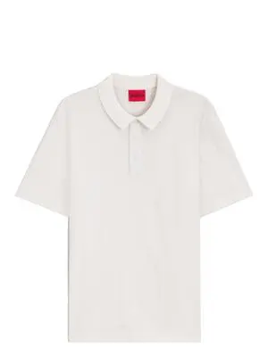 Hugo Relaxed-fit Mercerized-cotton Polo Shirt With Herringbone Stripes - White