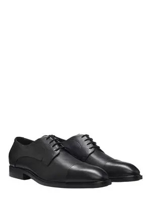 BOSS Grained Leather Derby Shoes - Black