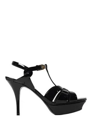 Saint Laurent Patent Leather Platform Sandals - Black