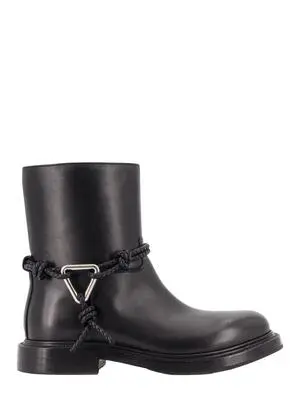 Bottega Veneta Leather Ankle Boots With Braided Detail - Black