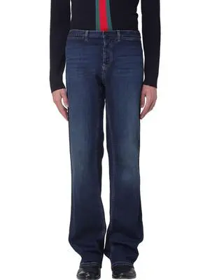 Gucci Gg" Stripe Wide Leg Jeans - Blue