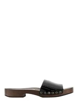 Miu Miu Patent Leather Clog Sandals - Black