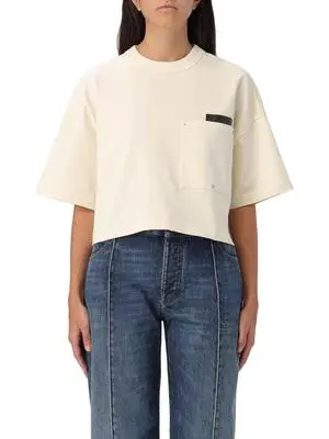 Bottega Veneta Cropped T-shirt With Pocket Detail - Cream