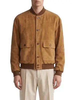 Saint Laurent Suede Bomber Jacket - Brown