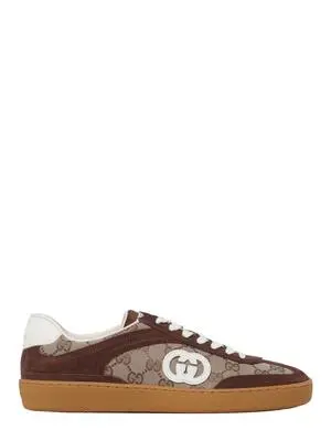 Gucci Sneakers In Gg Canvas And Suede - Cream