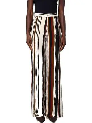 Max Mara Max Mara Studio Striped Silk Wide-Leg Trousers Brown