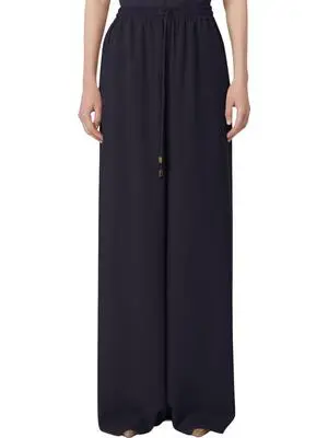Max Mara Silk Wide Leg Trousers - Blue