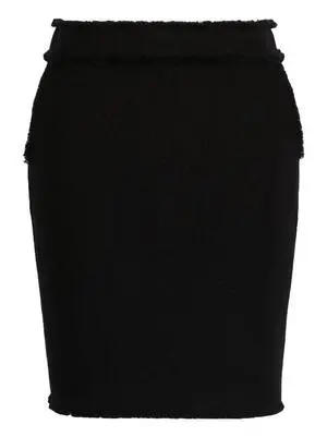 Max Mara Short Wool Jersey Skirt With Fringe Detailing - Black