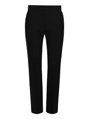Max Mara Slim Double Woollen Cloth Trousers - Black