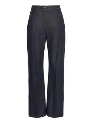 Max Mara Denim-look Cotton Barrel-leg Trousers - Midnightblue
