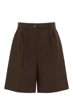 Max Mara Double Woollen Cloth Bermuda Shorts Dark Brown
