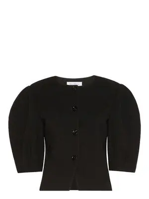 Max Mara Jacquard Jersey Jacket With Puff Sleeves - Black