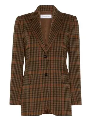 Max Mara Single-breasted Glen Plaid Jersey Blazer - Tobacco