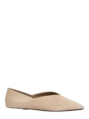 Max Mara Split Leather And Nappa Leather Ballet Flats - Beige