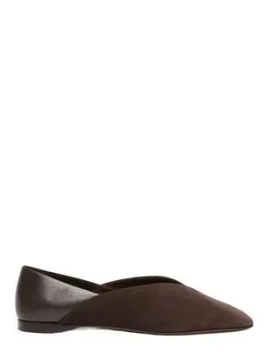 Max Mara Split Leather And Nappa Leather Ballet Flats - Dark Brown