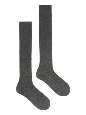 Max Mara Ribbed Cashmere Socks Dark Grey