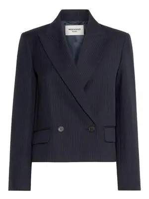 Max Mara Wool And Cotton Gabardine Blazer - Navy
