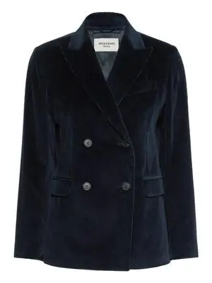 Max Mara Cotton Corduroy Velvet Blazer - Navy