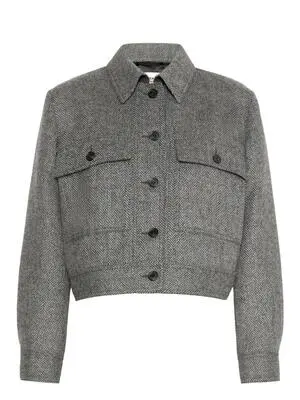 Max Mara Cropped Wool Blend Jacket - Dark Grey
