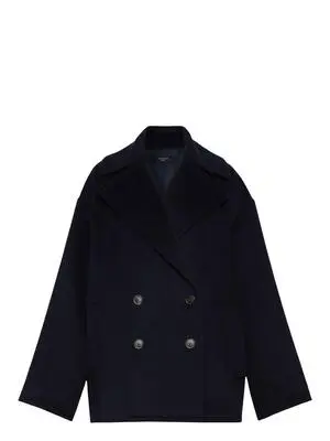 Max Mara Double-sided Wool Double-breasted Pea Coat - Navy