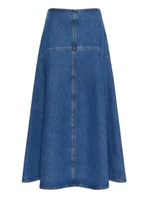 Max Mara Max Mara Flared Denim Skirt With Contrast Stitching Navy