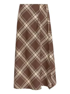 MAX MARA Max Mara Wool Twill Plaid Midi Skirt