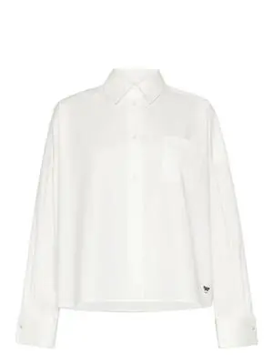 Max Mara Cotton Poplin Shirt With Embroidered Logo - White
