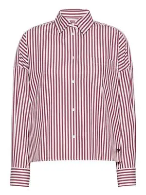 Max Mara Max Mara Cotton Poplin Striped Shirt With Embroidered Logo Bordeaux