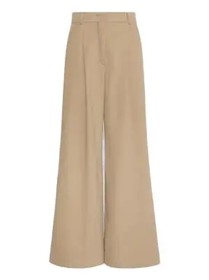 Max Mara Max Mara Wide Leg Cotton Drill Trousers Beige
