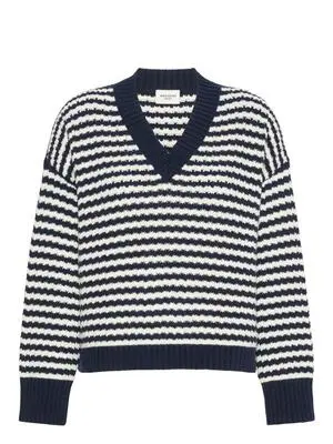Max Mara Loose Jumper In Wool Yarn - Navy