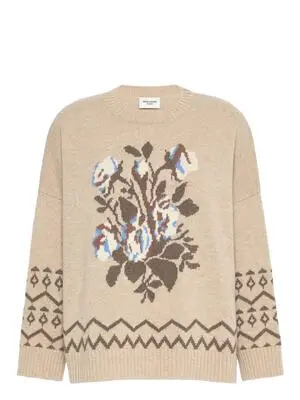 Max Mara Loose Jumper In Wool Jacquard - Sand