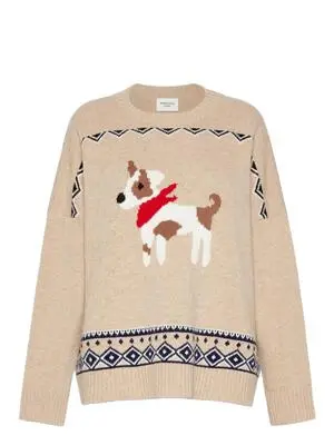 Max Mara Loose Jumper In Wool Jacquard - Sand