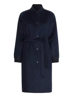 Max Mara Double-sided Wool Drap Coat - Navy