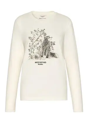 MAX MARA Max Mara Long-Sleeved Jersey T-Shirt With Fox Print