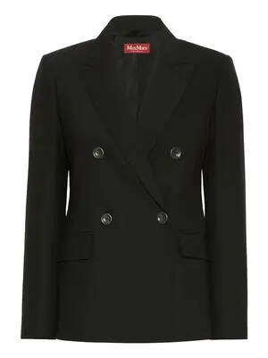 Max Mara Double-breasted Wool Twill Blazer - Black