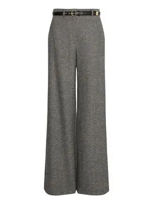 Max Mara Wool-blend Donegal Trousers - White Black