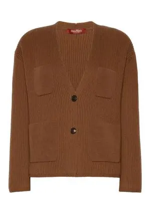 Max Mara Wool And Cashmere Cardigan Tobacco